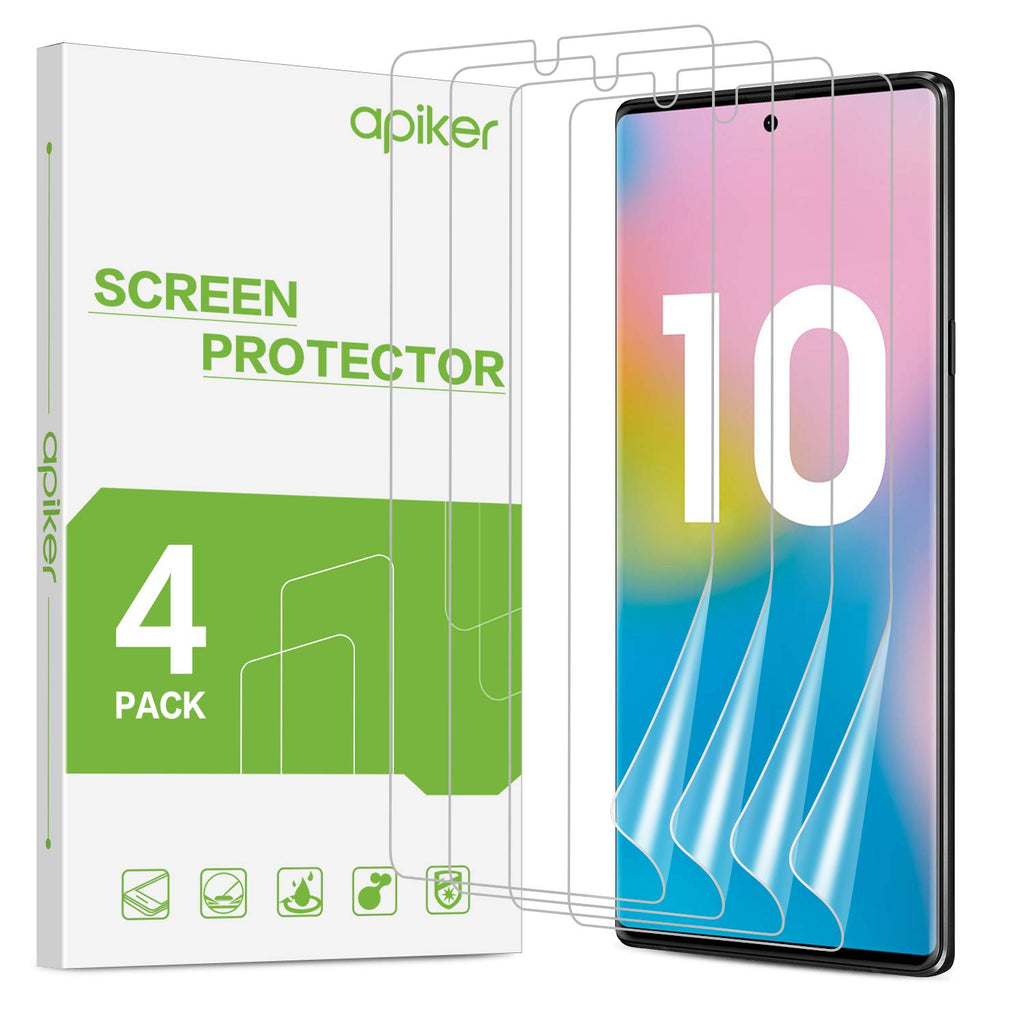 [4 Pack] Screen Protector for Galaxy Note 10, apiker Full Coverage Scr ...